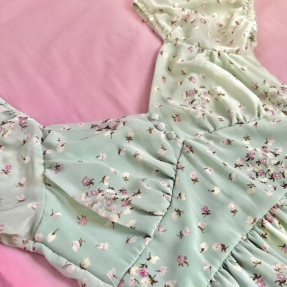 Dresses | Seige Green Floral Dress | Poshmark